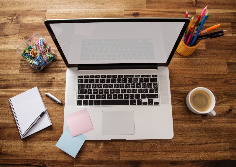 Office Work Place with Notebook Stock Image - Image of home ...