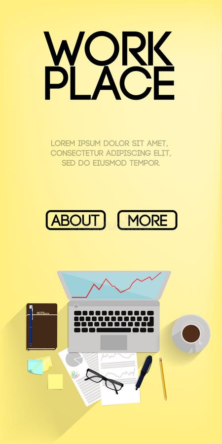 Office Work Place Website Vertical Banner Concept Stock Illustration ...