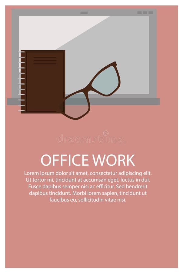 Office Work Poster and Text Vector Illustration Stock Vector ...