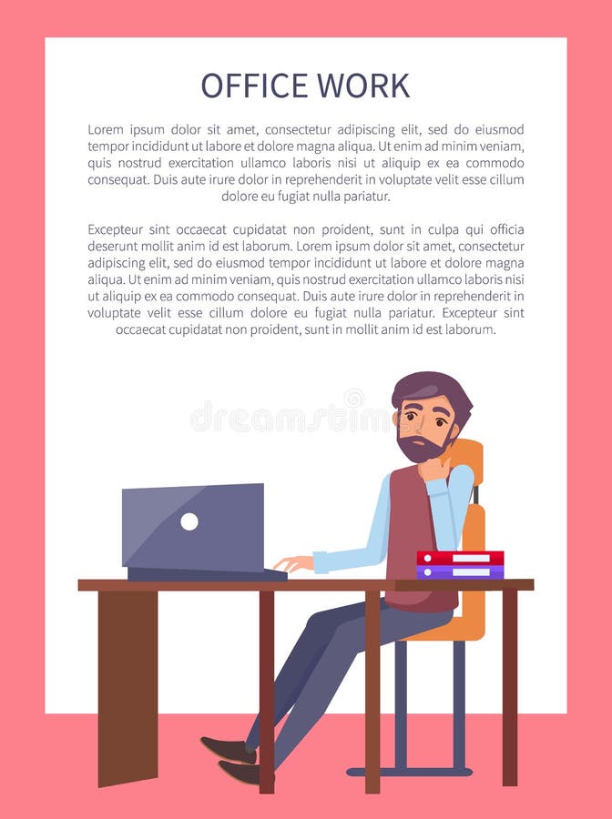 Office Work Poster Text Sample and Man Workplace Stock Vector ...