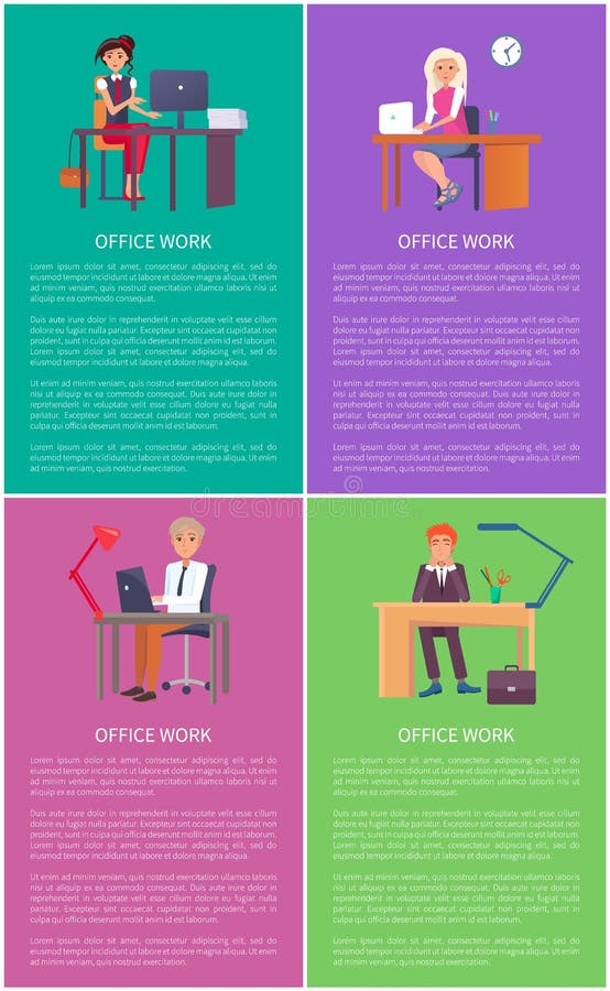 Office Work Poster Man Resting at Workplace Vector Stock Vector ...