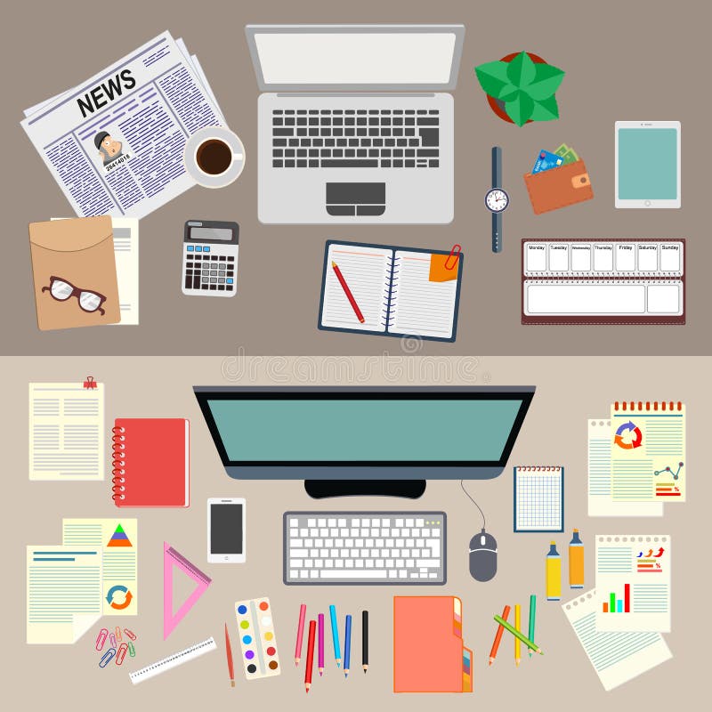 Office. Work. Realistic Workplace Organization. the View from the Top ...