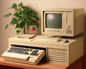 Office Work Room Setup with Classic 90s PC and 1990s Desktop Stock ...