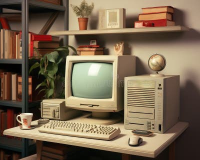 Office Work Room Setup with Classic 90s PC and 1990s Desktop Stock ...