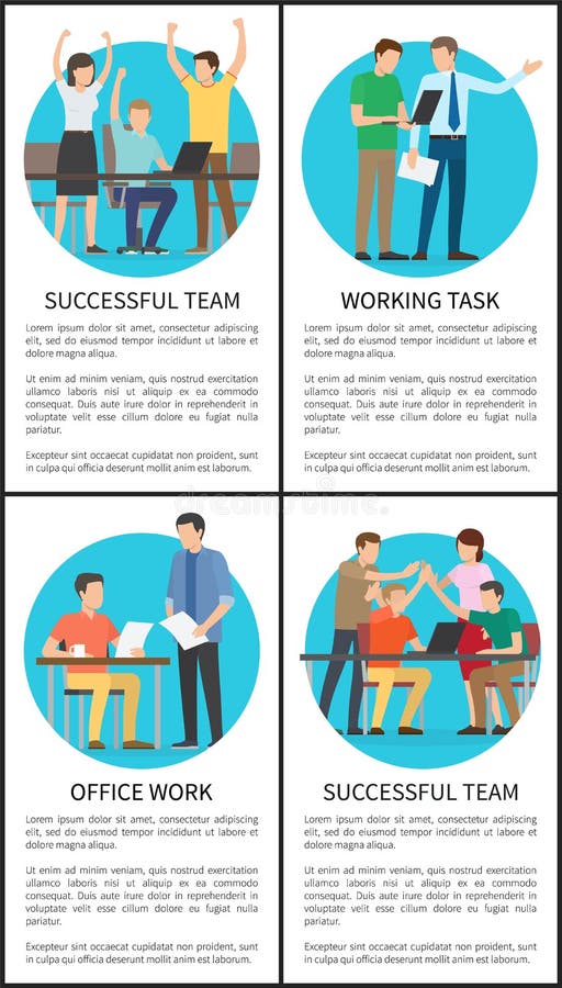 Office Work Successful Team Vector Illustration Stock Vector ...