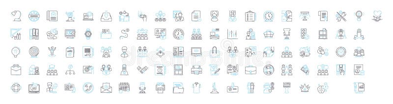 Office Work Vector Line Icons Set. Office, Work, Documents ...