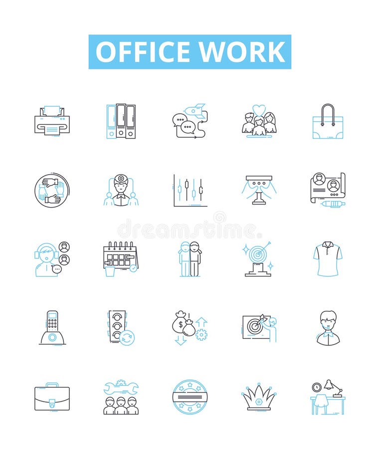 Office Work Vector Line Icons Set. Office, Work, Documents ...