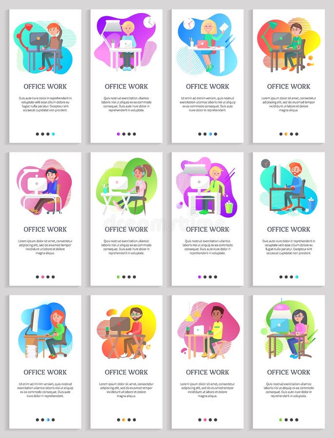 Office Work Workers at Workplaces Busy Job Vector Stock Vector ...