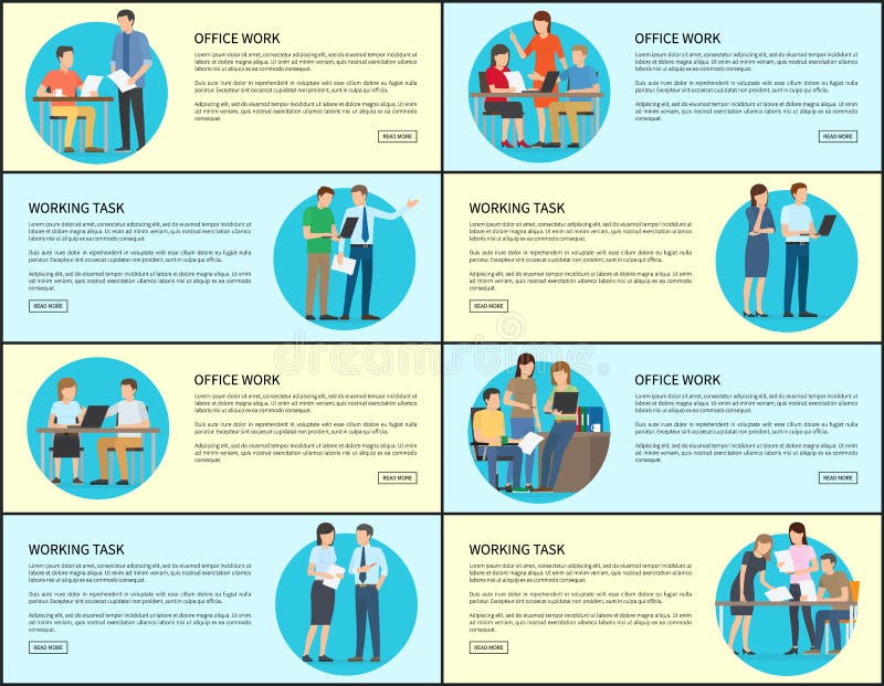 Office Work and Working Task Vector Illustration Stock Vector ...