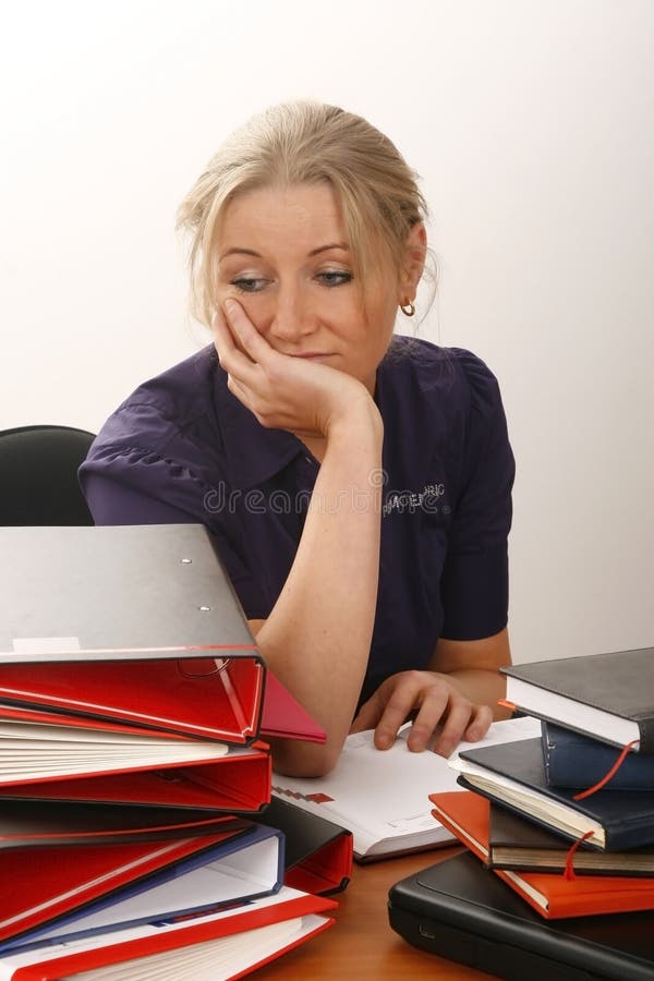 Office worker stock image. Image of blond, bored, woman - 11959569