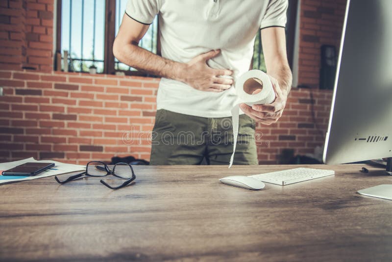 Office worker ache stomach stock image. Image of holding - 267739719