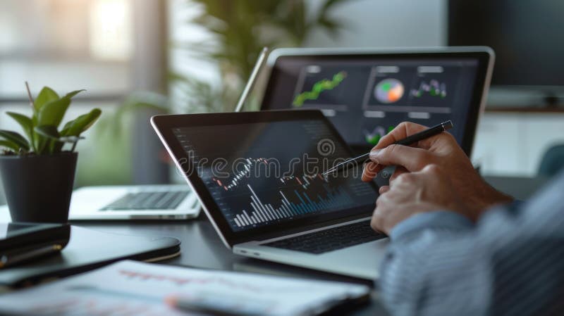 Office Worker Analyzing Financial Data.AI Generated Image Stock Photo ...