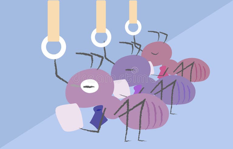 Office Worker Ants Commuting on a Crowded Train Stock Illustration ...