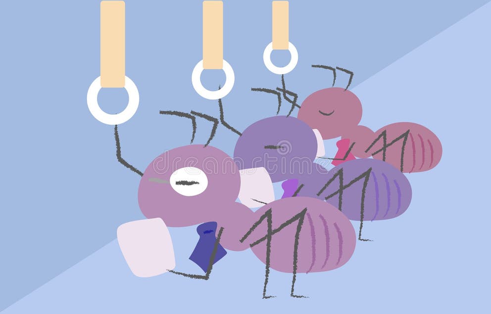 Office Worker Ants Commuting on a Crowded Train Stock Illustration ...