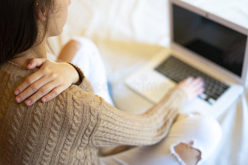 Office Worker with Back Pain from Working with the Computer. Stock ...