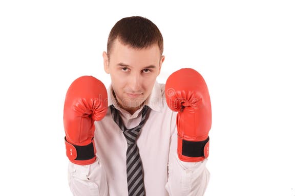 Office Worker with Boxing Gloves Stock Image - Image of male, office ...