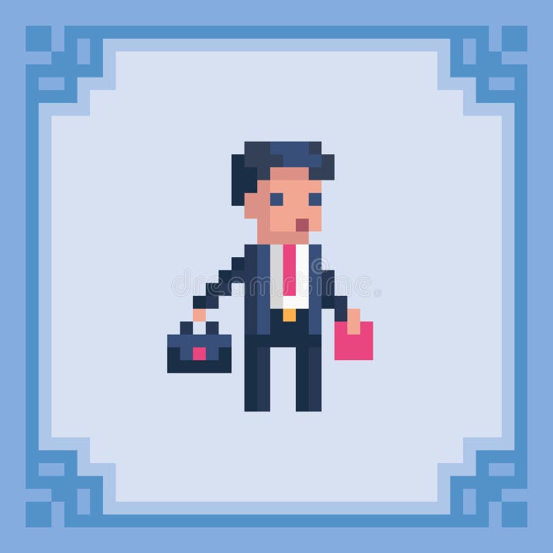 Office Worker with a Briefcase. Pixel Art Character Stock Vector ...