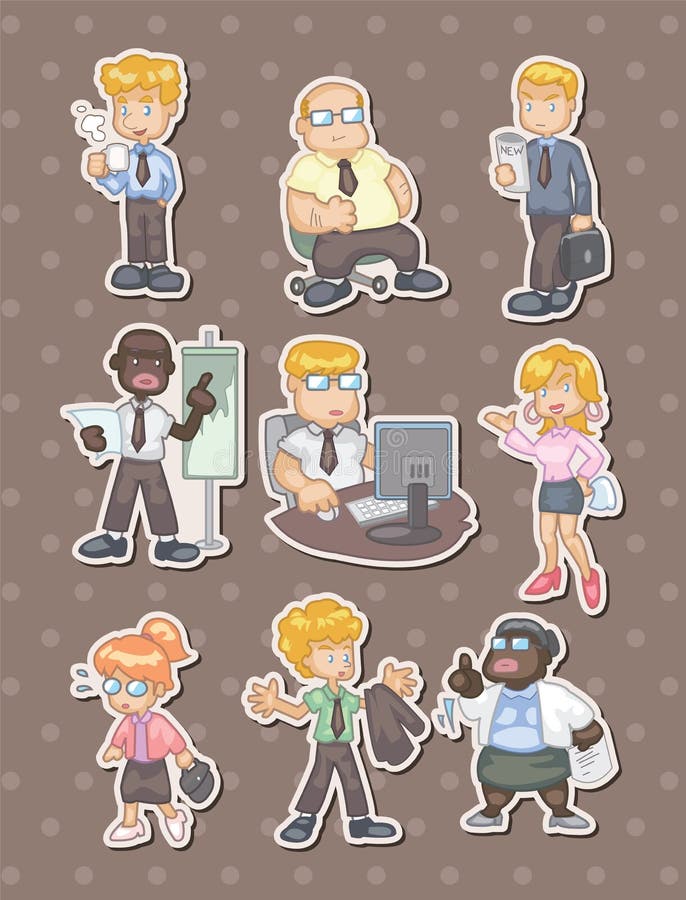 Office Worker,businessman Stickers Stock Vector - Illustration of black ...