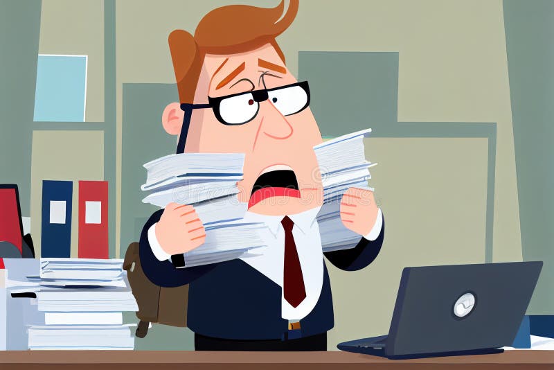 Office Worker Busy with Work Illustration. Generative AI Stock ...