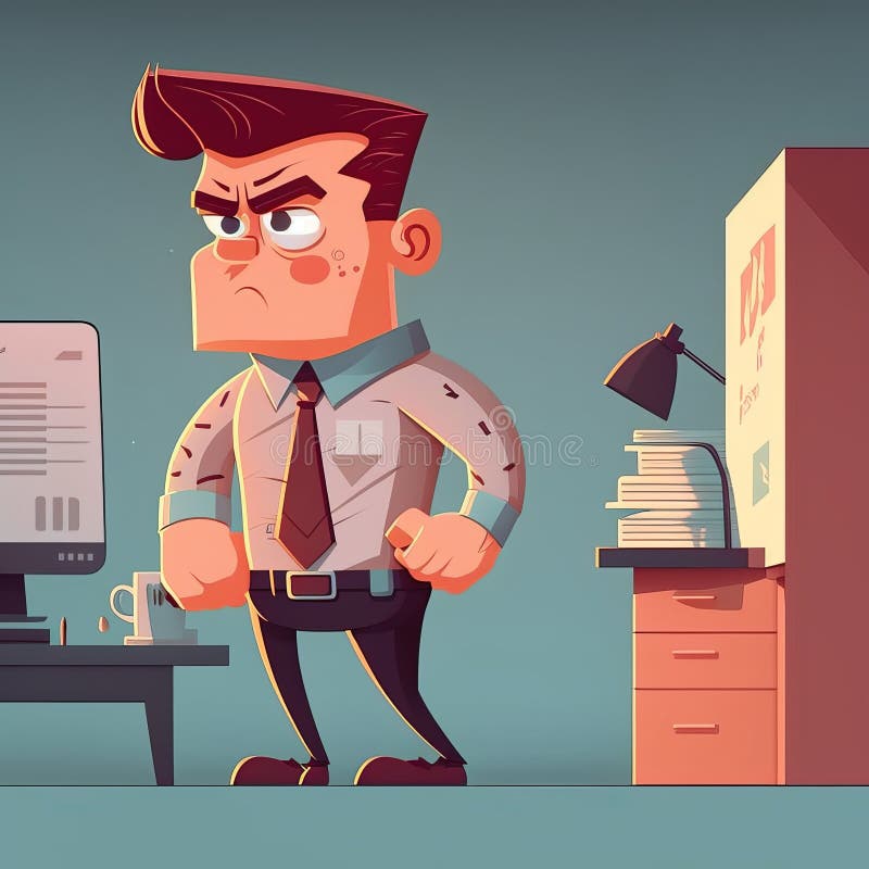 Office Worker Character in Shirt and Tie in Office Cartoon Style ...