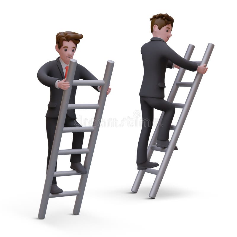 Office Worker Climbs Career Ladder. Transition To New Position Stock ...