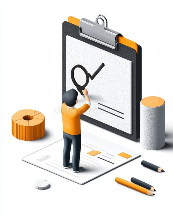 Office Worker with Clipboard and Tools Stock Illustration ...