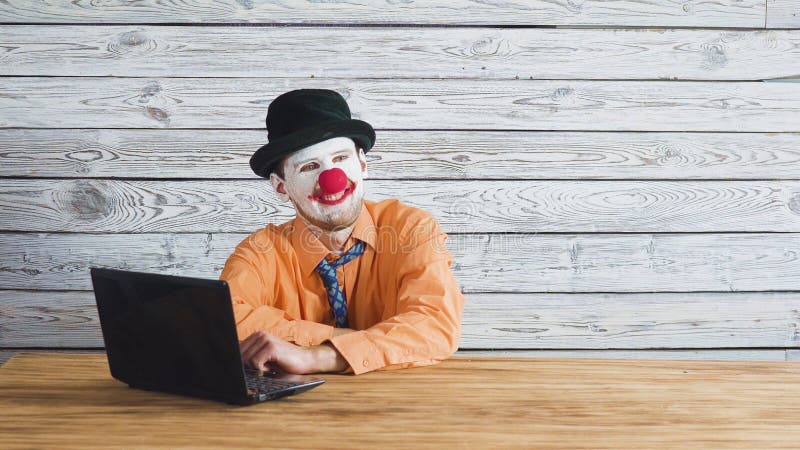 Office Worker In Clown Wig, Clown Concept At Work. Stock Photo - Image ...