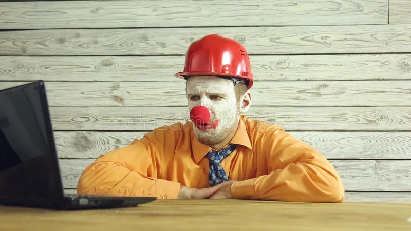 Clown Businessman Working in the Office Stock Footage - Video of ...