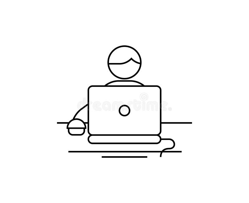 Office Worker. Co-working Place. Flat Icon for Apps and Websites. Line ...