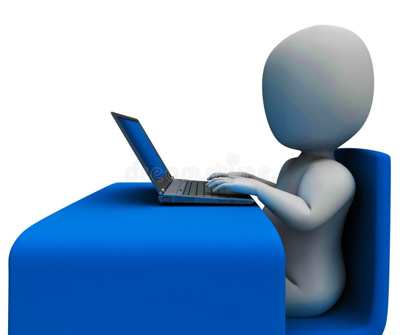 Office Worker and Computer Showing Typing Stock Illustration ...