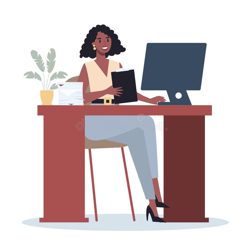 Office Worker at the Desk. Business Character in Office Stock Vector ...
