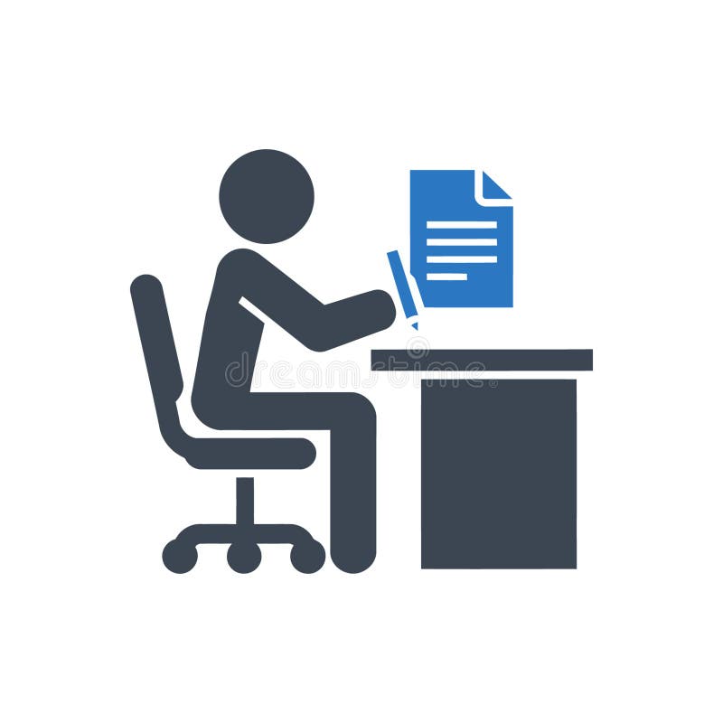 Office Worker at Desk Icon stock illustration. Illustration of chair ...