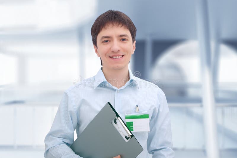 Office Worker with Document Folder. Stock Image - Image of brown ...