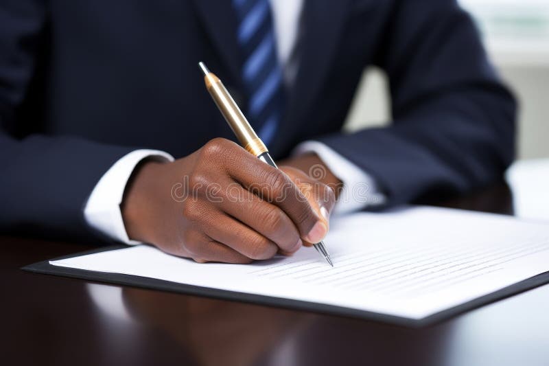 Office Worker Engaged in Note Taking with Ample Space for Additional ...
