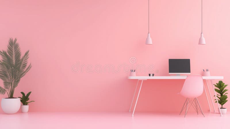 An Office Worker is Engaged in Tasks at a Minimalistic Desk Surrounded ...