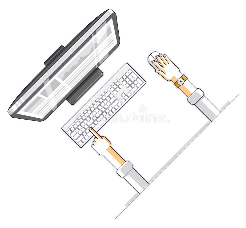 Office Worker or Entrepreneur Businessman Working on a PC Computer, Top ...