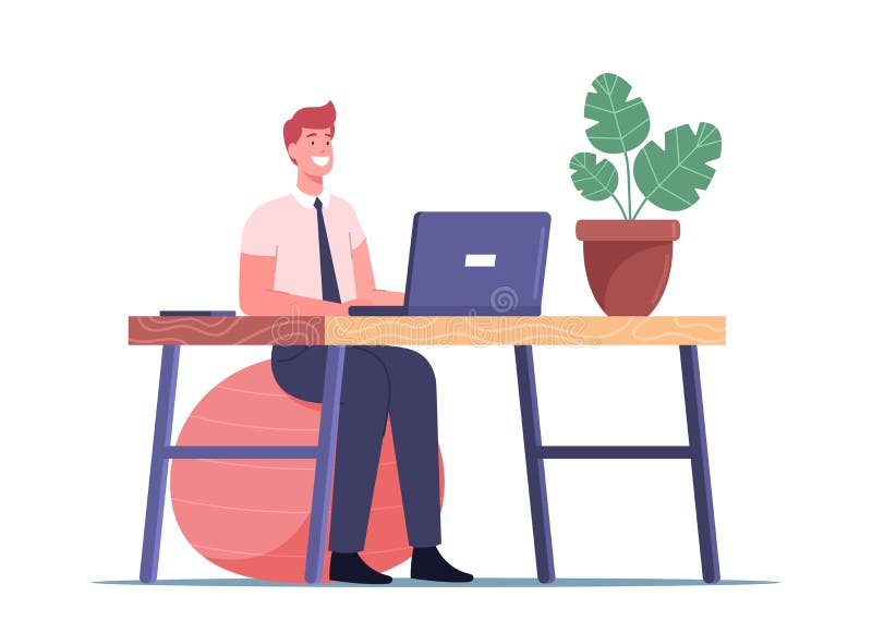 Desk Workout Flat Color Vector Illustration Stock Vector - Illustration ...