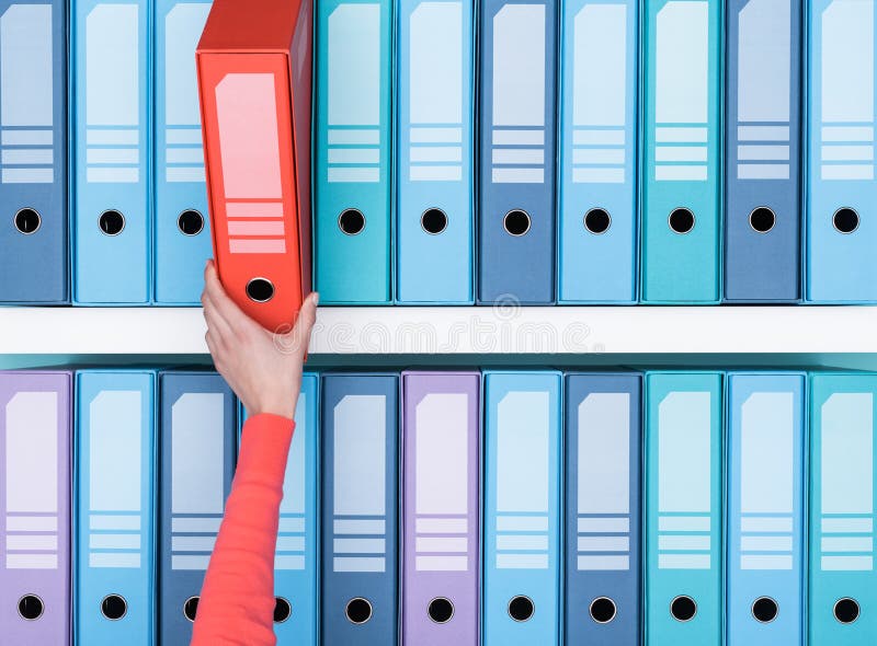 Office Worker Taking a Folder in the Archive Stock Photo - Image of ...