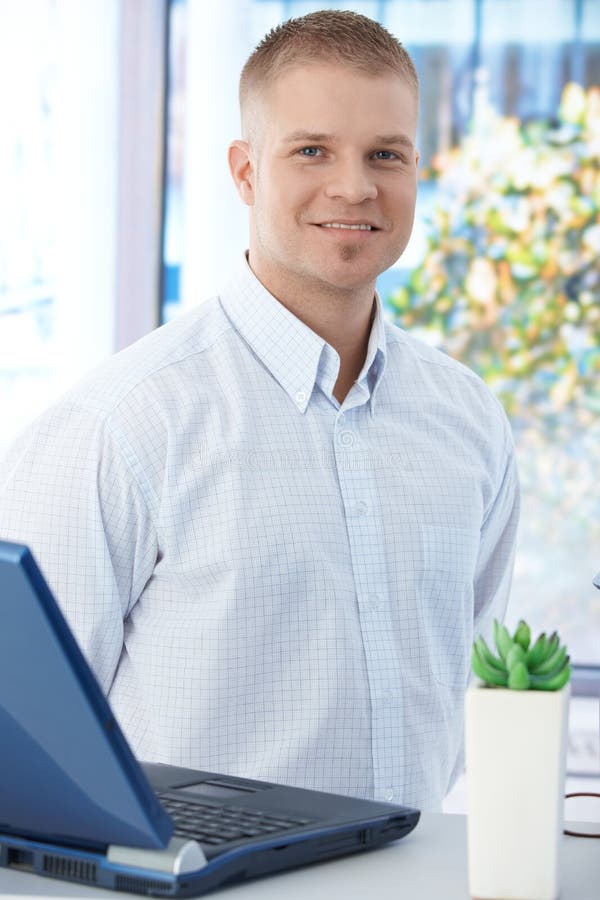 Office Worker Guy with Laptop Stock Photo - Image of indoor, casual ...