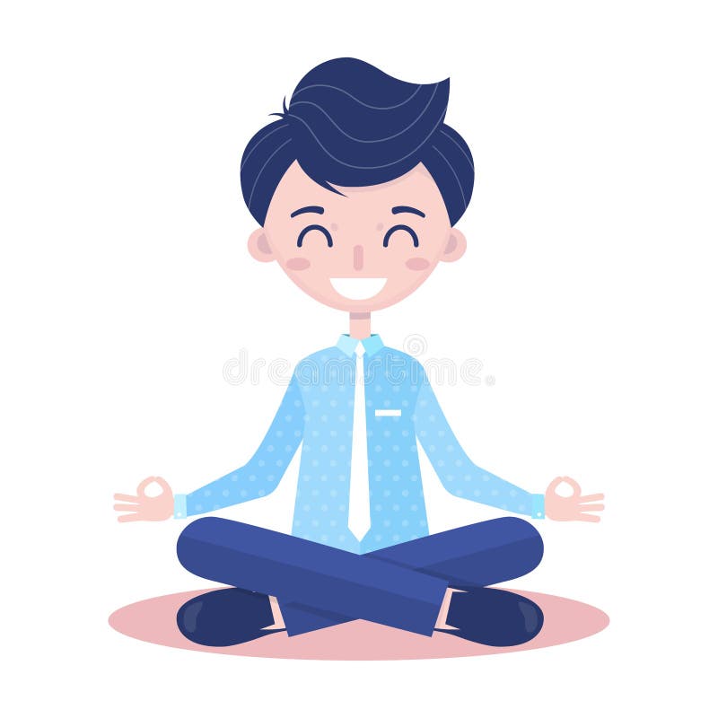 Worker Relaxation, Businessman Character Doing Yoga Meditation In Lotus ...