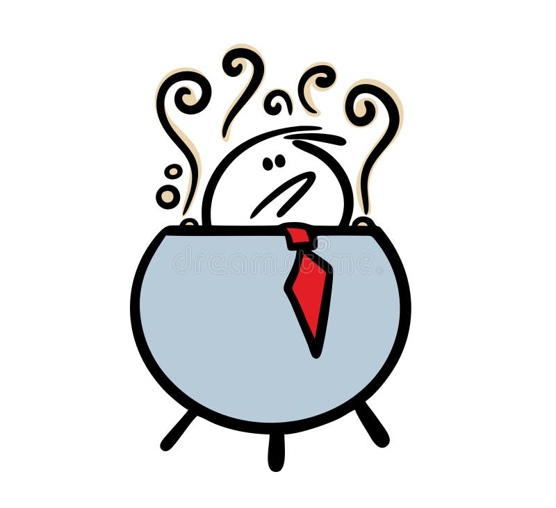 Doodle Person, Tired Programmer Sits at a Desk and Works on a Computer ...