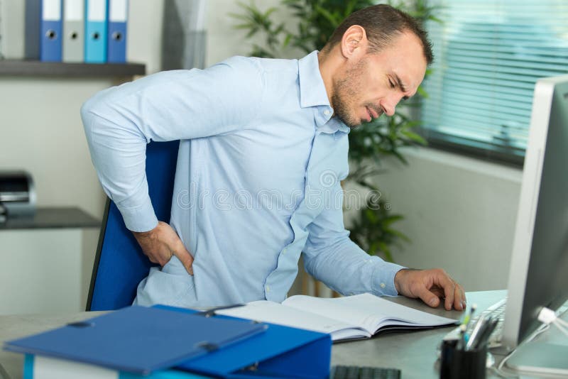Office Worker Having Pain at Lower Back Stock Image - Image of health ...