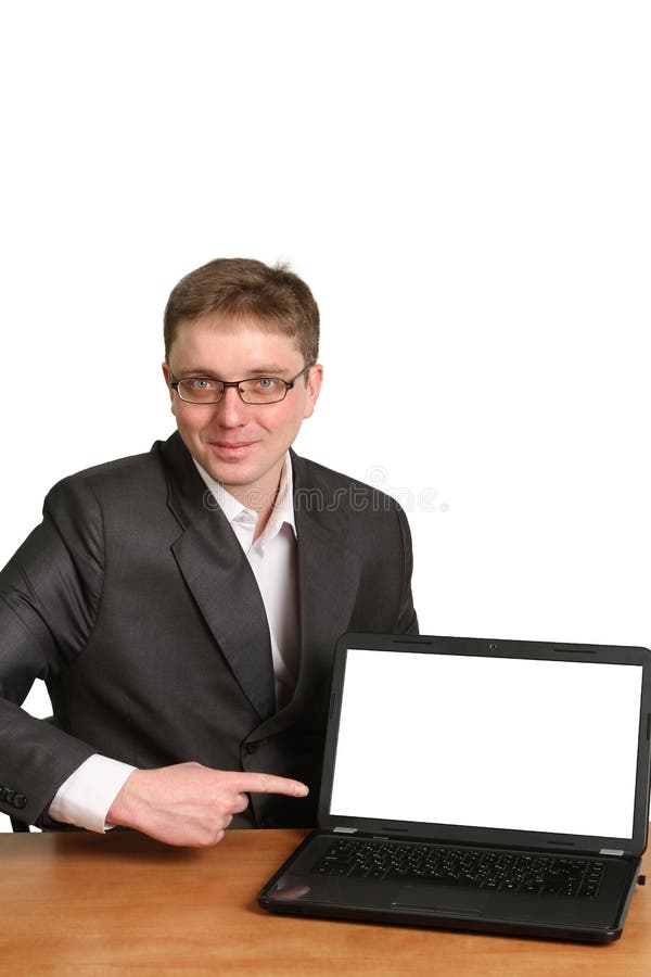 Office Worker Holding Blank Computer Monitor Stock Image - Image of ...