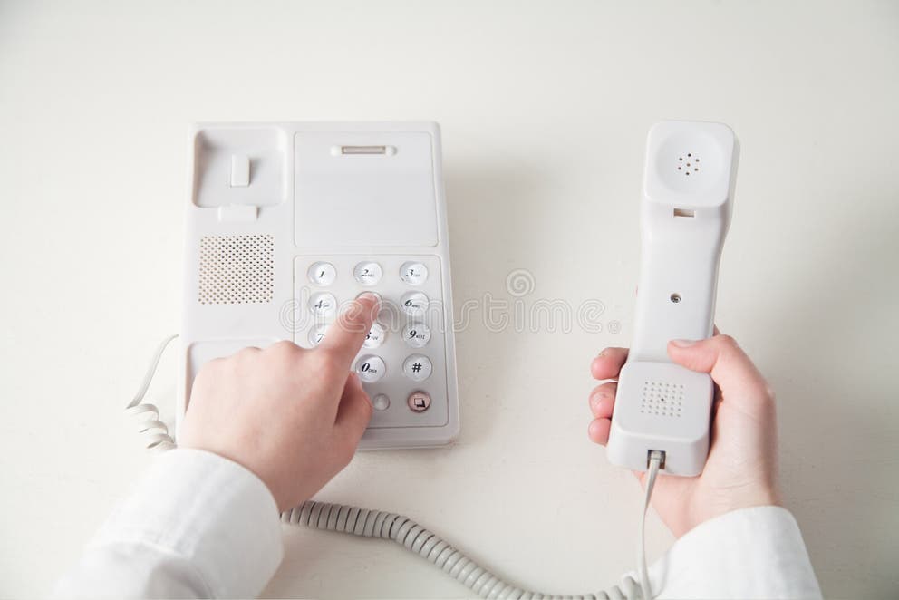 Office Worker Holding Phone Receiver Stock Photo - Image of person ...
