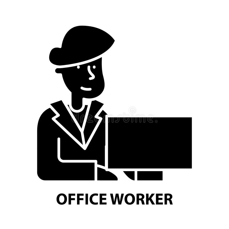 Office Worker Icon, Black Vector Sign with Editable Strokes, Concept ...