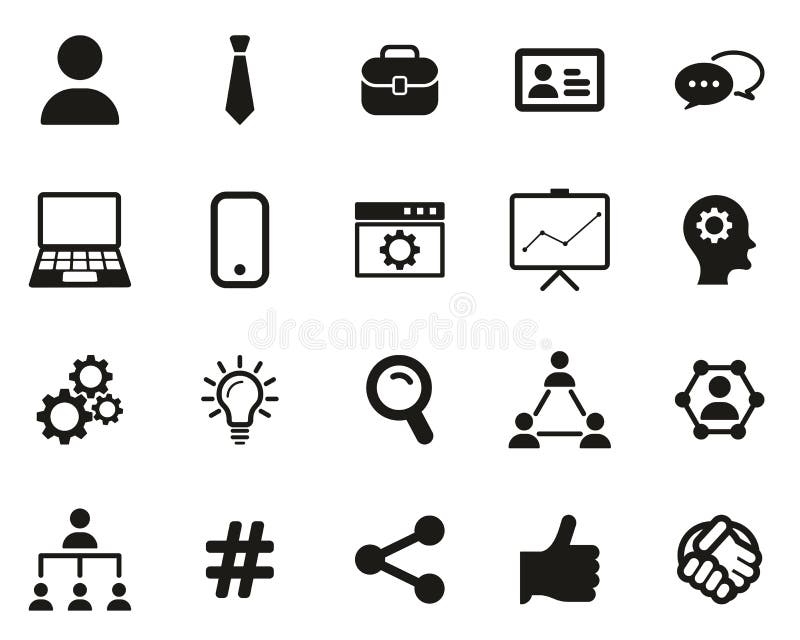 Office Worker Icons Black & White Sticker Set Big Stock Vector ...
