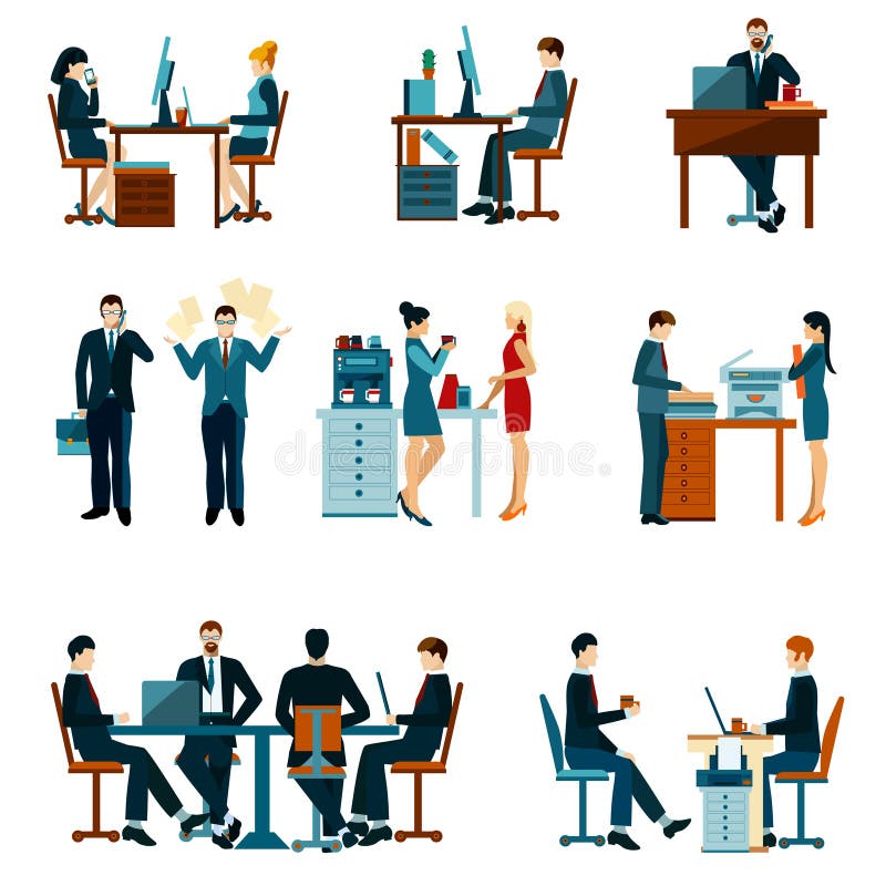 Office Worker Icons stock vector. Illustration of communication - 61971844