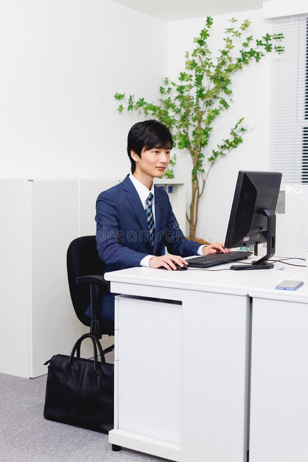 Desk work businessman stock image. Image of computer - 282467707