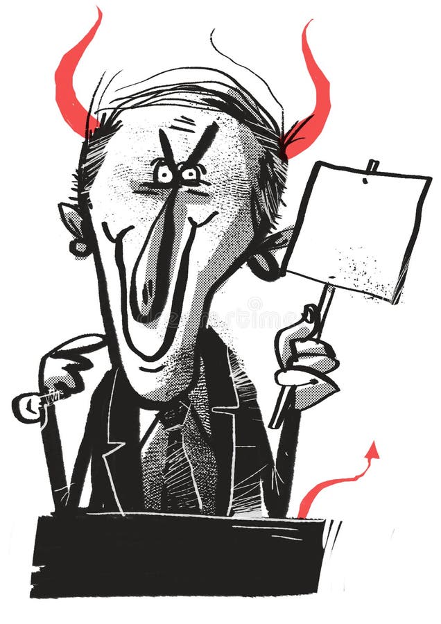 Office Worker in the Image of Satan. Comic Character Stock Illustration ...