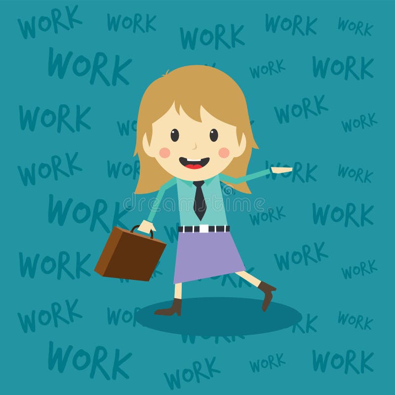 Office Worker on the Job Full Task Employee Cartoon Stock Illustration ...
